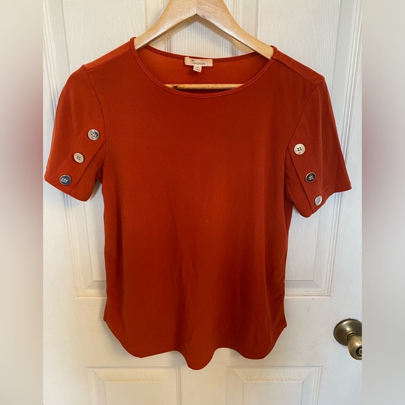 89th & Madison | Tops | Rust Blouse With Silver Buttons | Poshmark